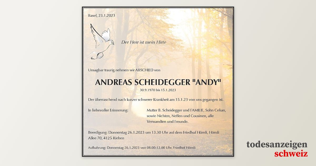 Todesanzeige ANDREAS SCHEIDEGGER "ANDY"